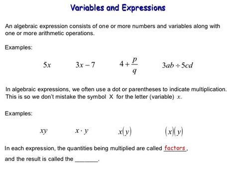 variables and expressions