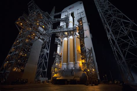The Launch Gantry Is Rolled Back To Reveal Nasas Orion Spacecraft