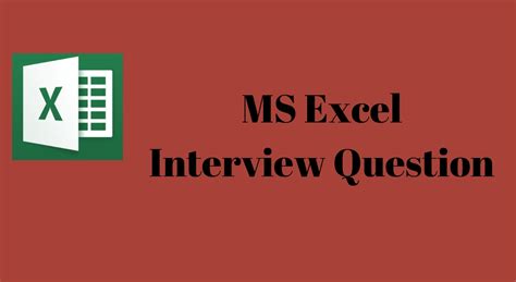 ms excel interview questions and answers