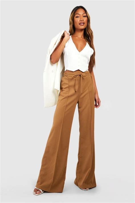 Relaxed Fit Drawcord Wide Leg Pants Boohoo