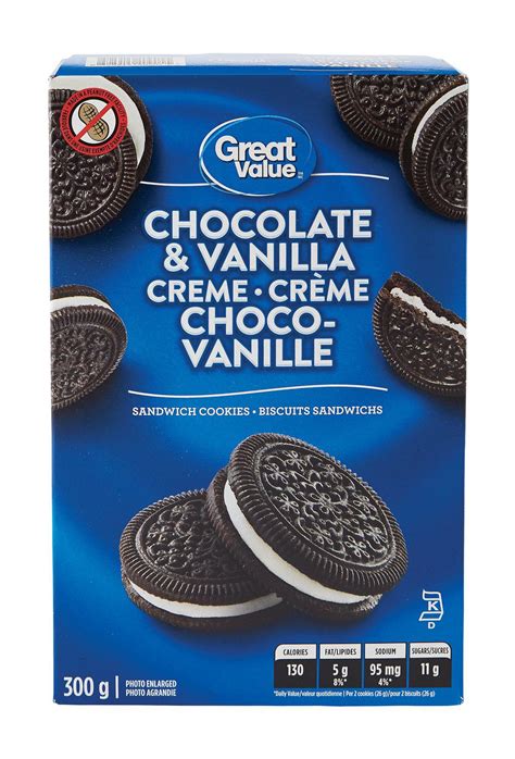 Great Value Chocolate And Vanilla Creme Sandwich Cookies Walmart Canada