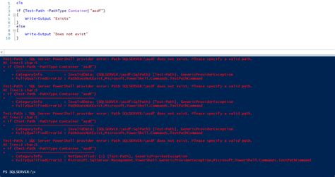 powershell test path is erroring instead of returning true false