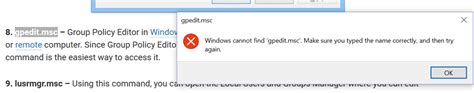 why is local users and accounts missing from my computer windows 10