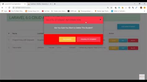 how to create laravel 6 crud part 5 deleting data using modal with