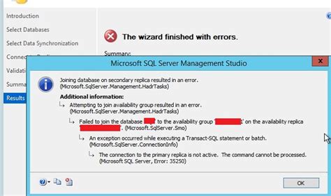 sql server alwayson error 35250 joining database on secondary replica