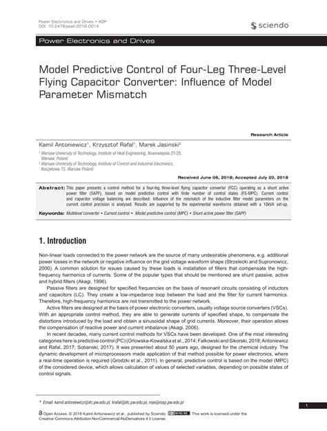pdf model predictive control of four leg three level flying capacitor