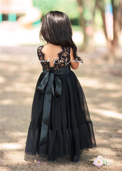 Black Flower Girl Dress Black Flower