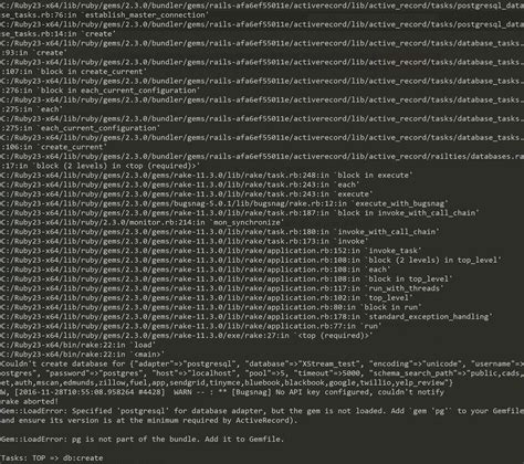ruby on rails postgresql gem loaderror pg is not part of the