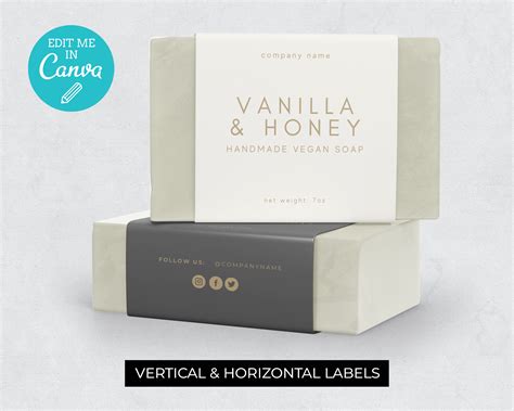 Minimalist Soap Label Template Editable Soap Wrap Around Etsy Uk