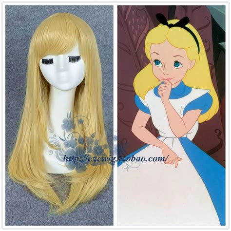 Fairy Tale Alice In Wonderland Alice Gold Wig Girl Straight Gold Long