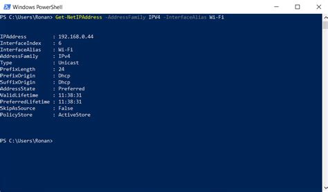obtenir l adresse ip avec powershell