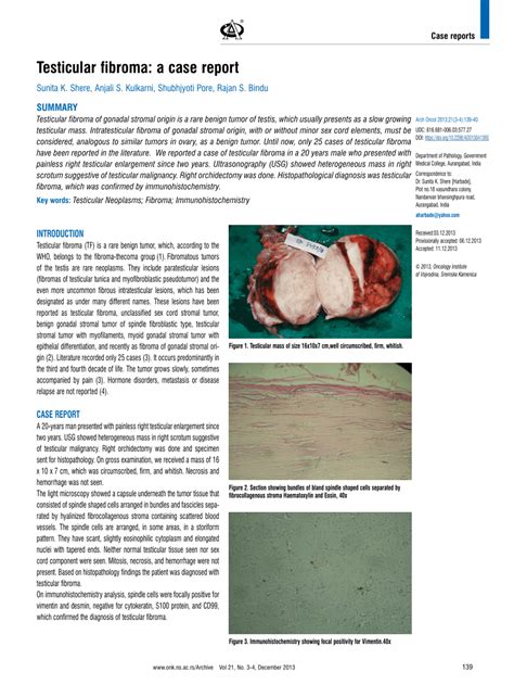 Pdf Testicular Fibroma A Case Report