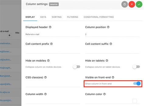 javascript hide table column decoration examples