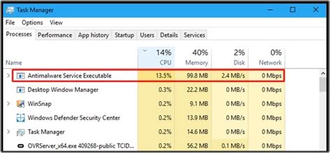 antimalware service executable high disk and memory