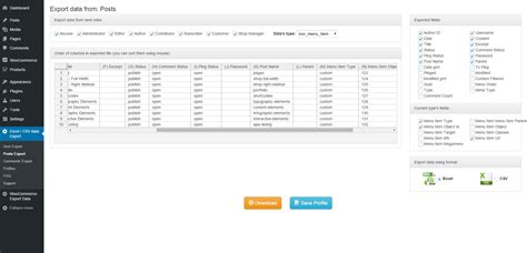 wordpress export data from wordpress to excel csv file