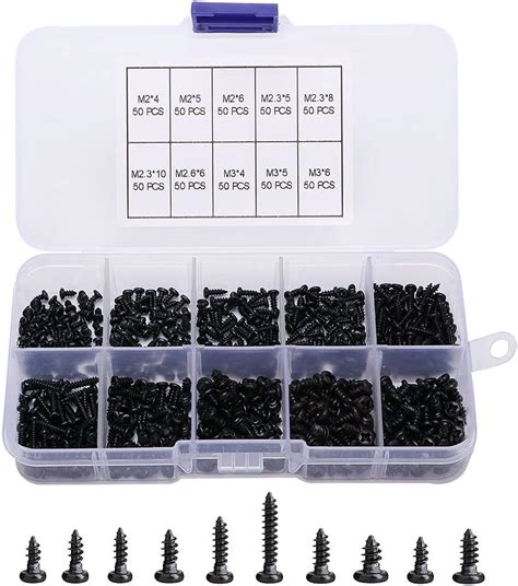 Voogenzek 500 Pcs Cross Head Self Tapping Screws Black Self Tapping