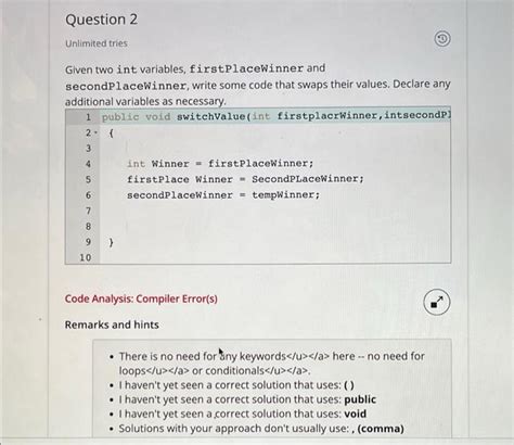 solved question 2 d unlimited tries given two int variables