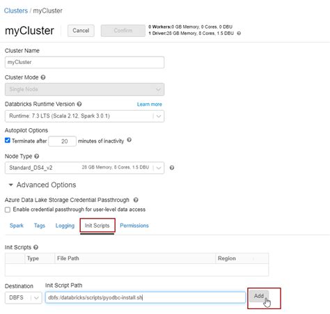 python automatically install pyodbc on a databricks cluster upon each
