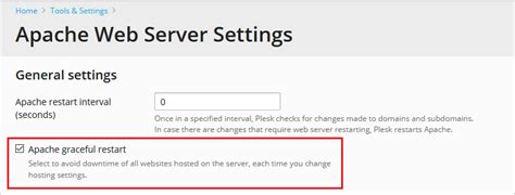 how to enable disable apache graceful restart in plesk plesk help center