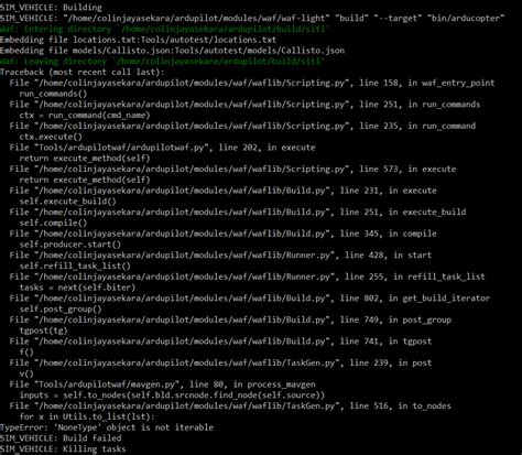 ardupilot software error typeerror nonetype object is not iterable