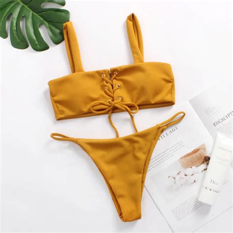 Lyseacia Hot New Micro Bikini Women Push Up Swimsuit Solid Colors Thong