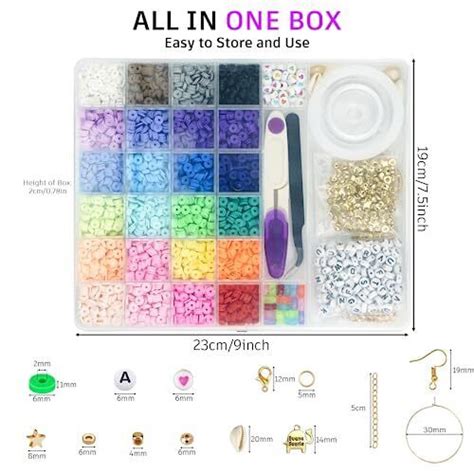 Gionlion 6000 Clay Beads Bracelet Making Kit 24 Colors Flat Preppy