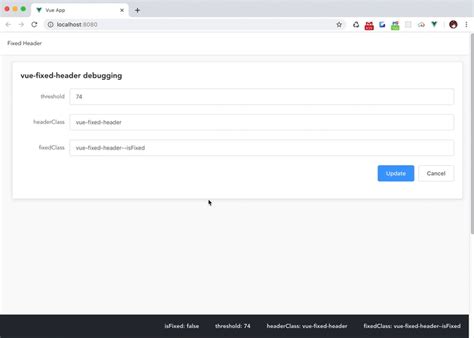 fixed header component for vue js
