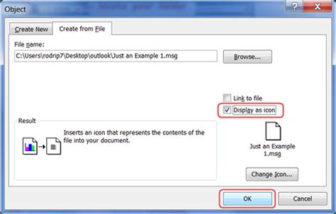 insert email message as embedded object word 2007