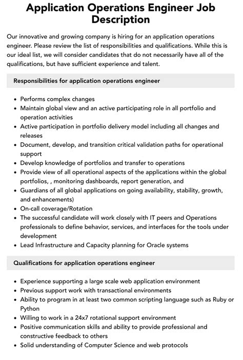 application operations engineer job description velvet jobs