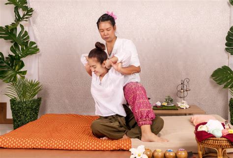 Concept Thai Massage Beautiful Asian Woman Getting Thai Herbal Massage