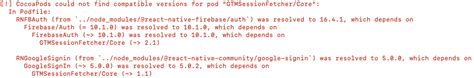 firebase cocoapods could not find compatible versions for pod