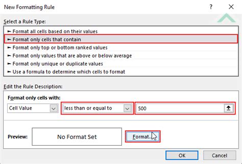 highlight cells if number less than or equal to using excel and vba
