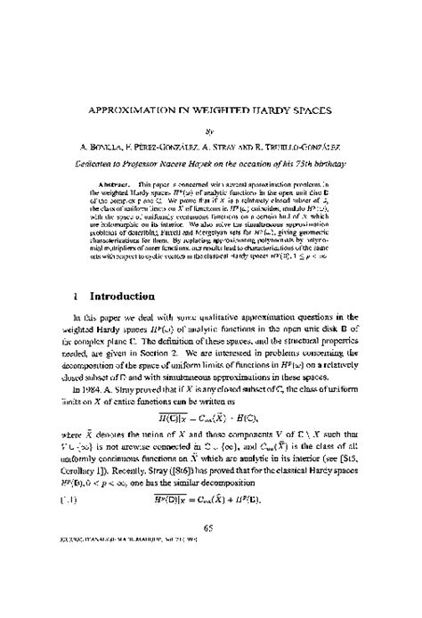 pdf approximation in weighted hardy spaces rodrigo trujillo
