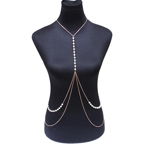 Women Body Chain Sexy Silver Gold Beach Bikini Back Body Waist Chain