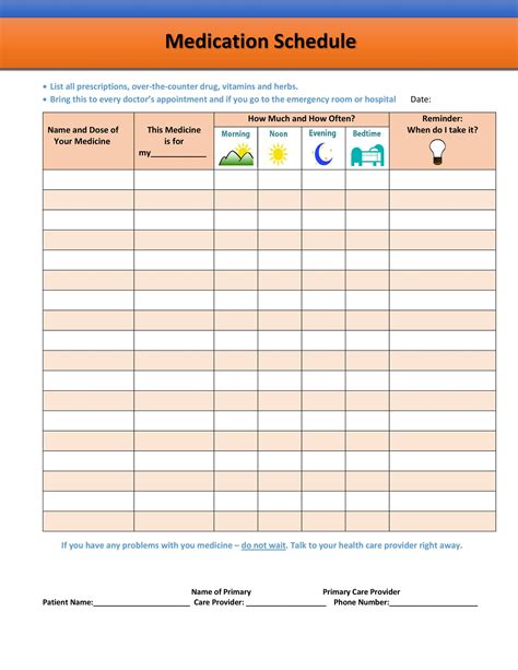Free Printable Medication Schedule Template Printable Templates
