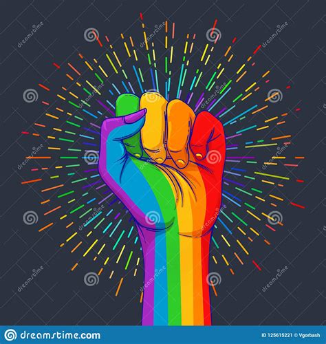 Rainbow Colored Hand With A Fist Raised Up Gay Pride Lgbt Concept