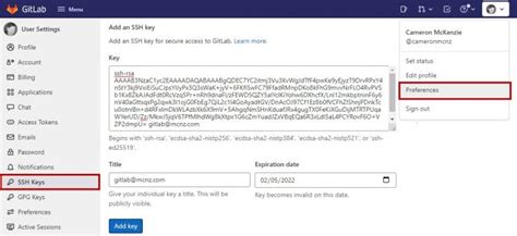 a quick gitlab ssh key configuration example