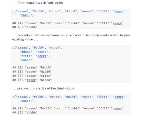 r how to set knitr chunk output width on a per chunk basis