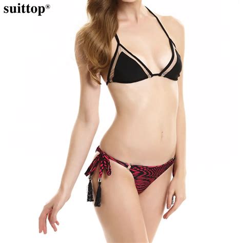Suittop Halter Bikini 2017 Patchwork Swimwear Women Swimsuit Ruffle