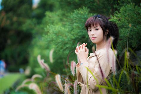 Wallpaper Asian Women Model Depth Of Field Brunette Long Hair