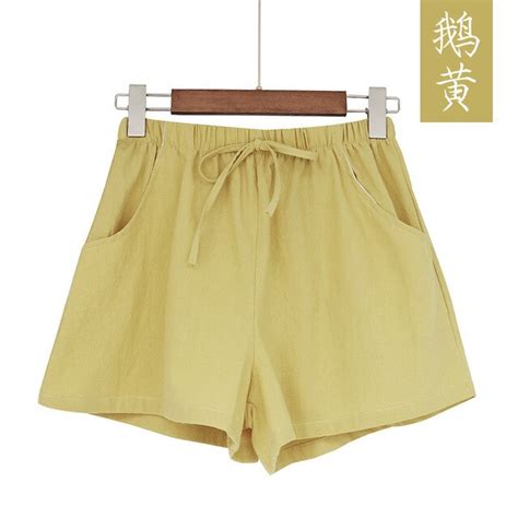 Summer Casual Cotton Linen Shorts Women Plus Size High Waist Shorts
