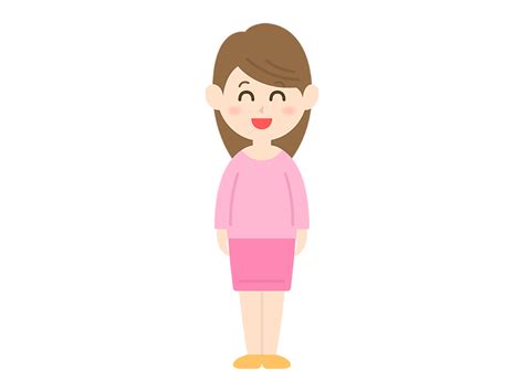立っている私服女性の後ろ姿の無料イラスト イラストセンター