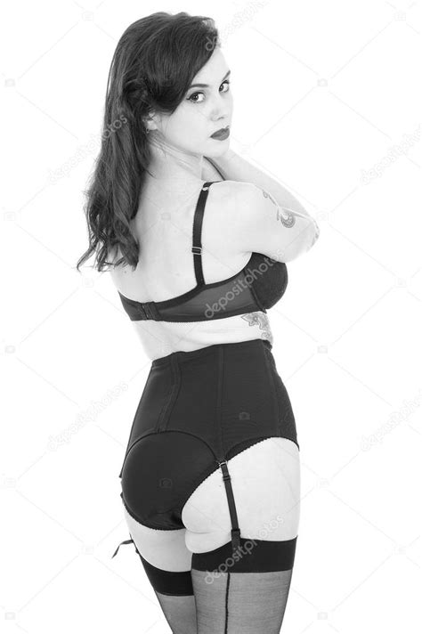Jeune Femme Portant Lingerie Vintage Image Libre De Droit Par