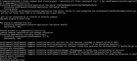php how to create a zend project skeleton with composer