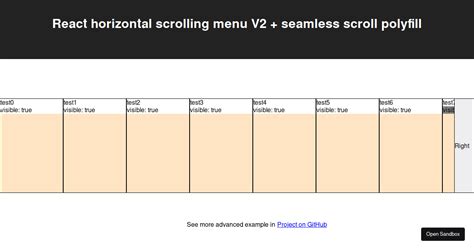 react horizontal scrolling menu v2 seamless scroll polyfill codesandbox