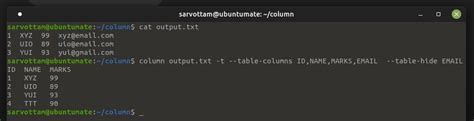 how to use column command in linux with 10 examples