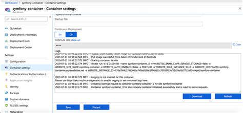 desplegar symfony en web app for containers return gis