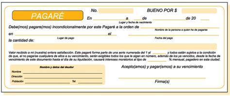 Ejemplo De Pagaré Con Formato Y Modelo En Word Y Pdf Para Imprimir