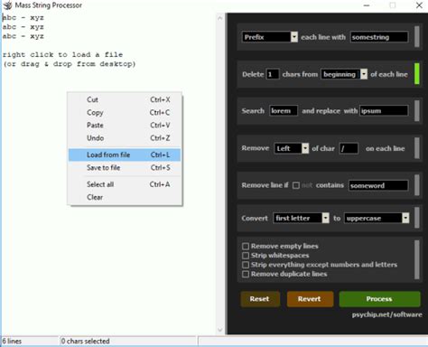 edit every line of text to add prefix suffix find replace del
