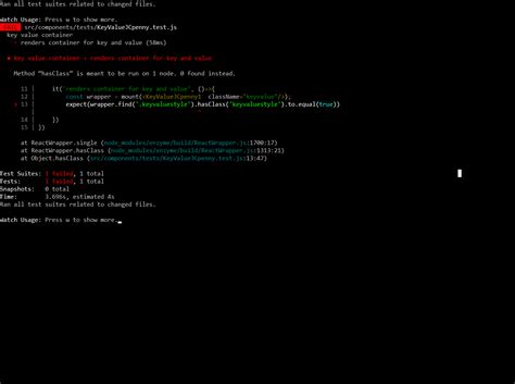 reactjs getting error in hasclass for react jest testing stack overflow